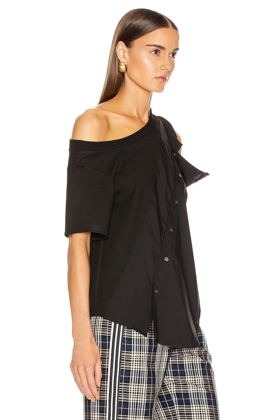 Monse Cold Shoulder Split Blouse in Black | FWRD