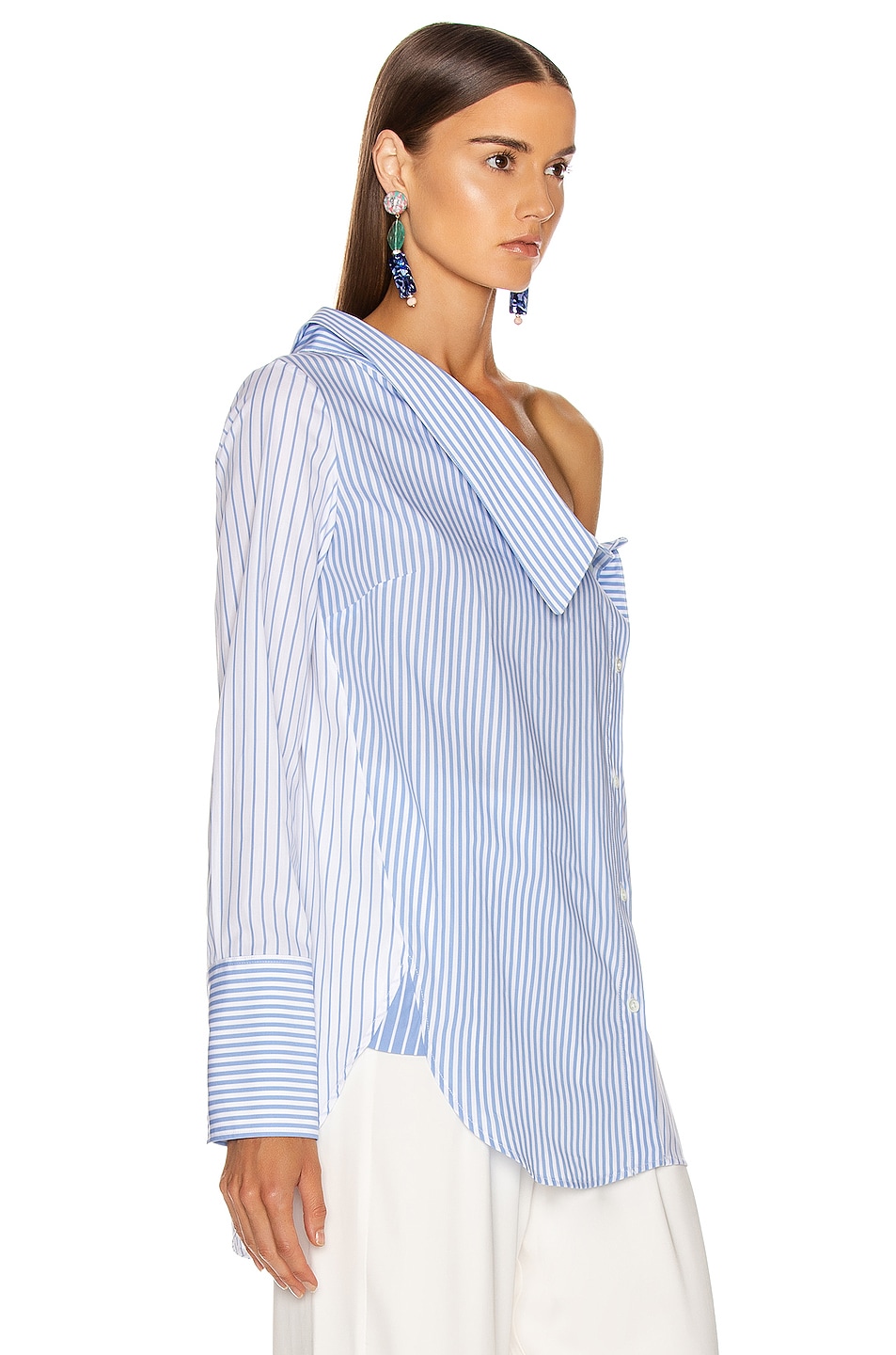 Monse Asymmetrical Flap Collar Shirt in Sky Blue & White | FWRD
