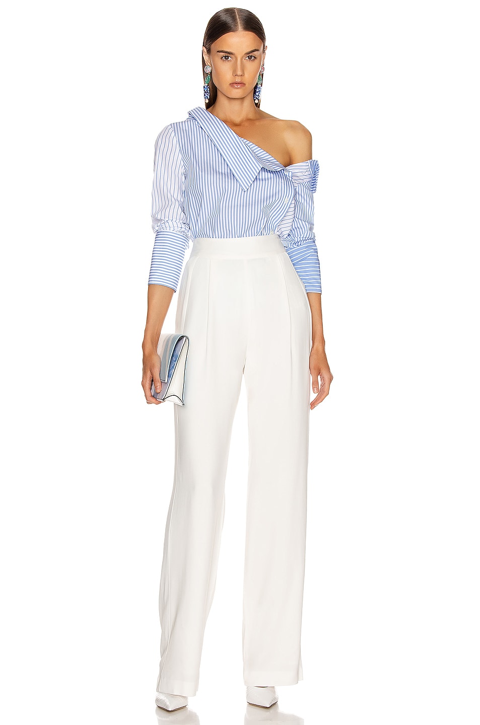 Monse Asymmetrical Flap Collar Shirt in Sky Blue & White | FWRD