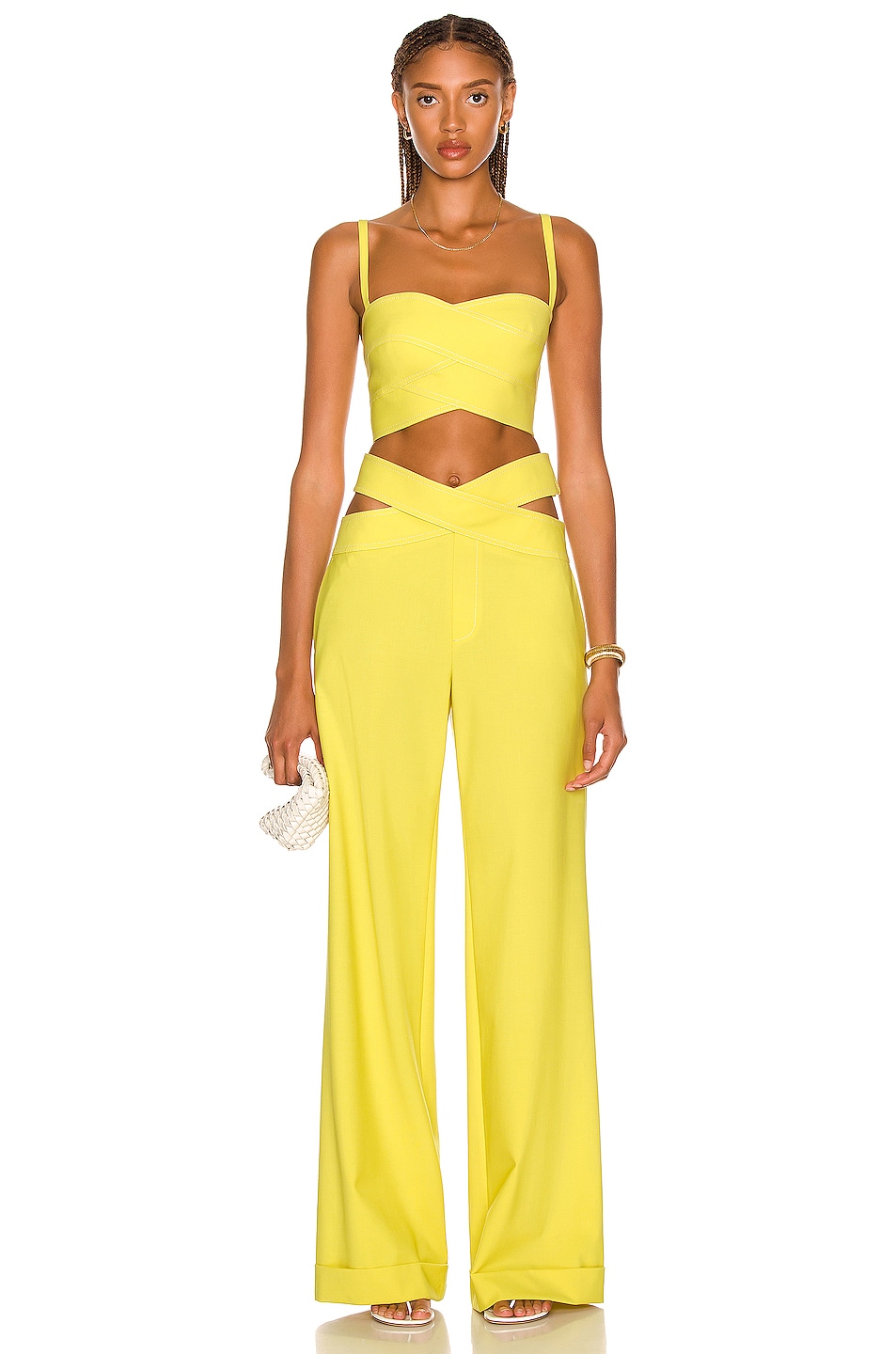 Monse Criss Cross Cropped Top in Lime | FWRD