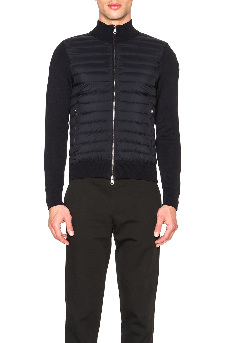 Moncler Maglia Tricot Cardigan Jacket in Navy | FWRD