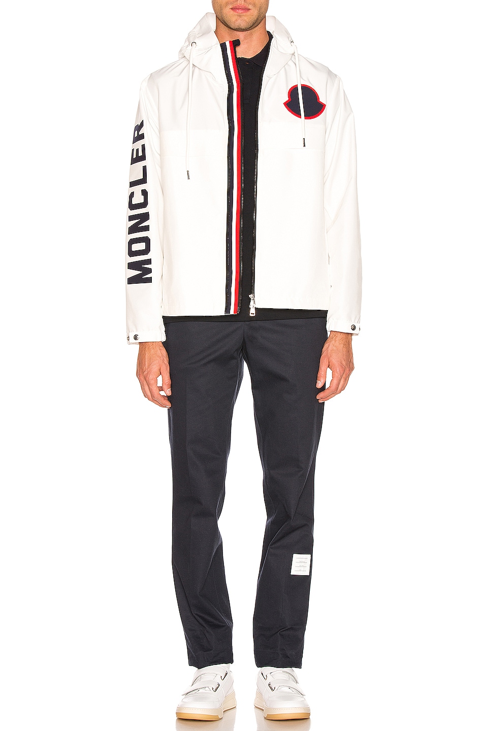 Moncler Logo Windbreaker in White | FWRD