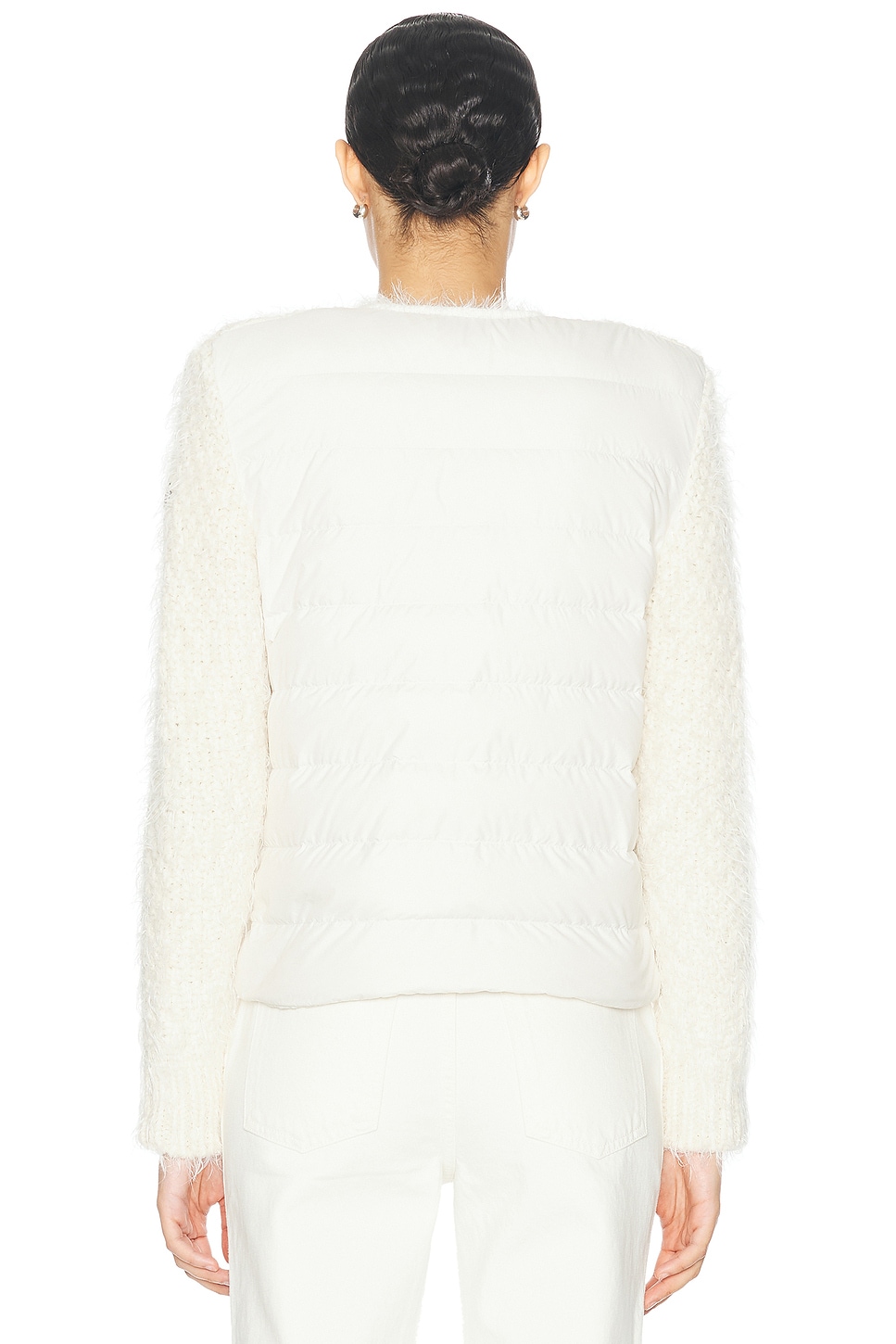 Moncler Button Up Cardigan in Silk White | FWRD