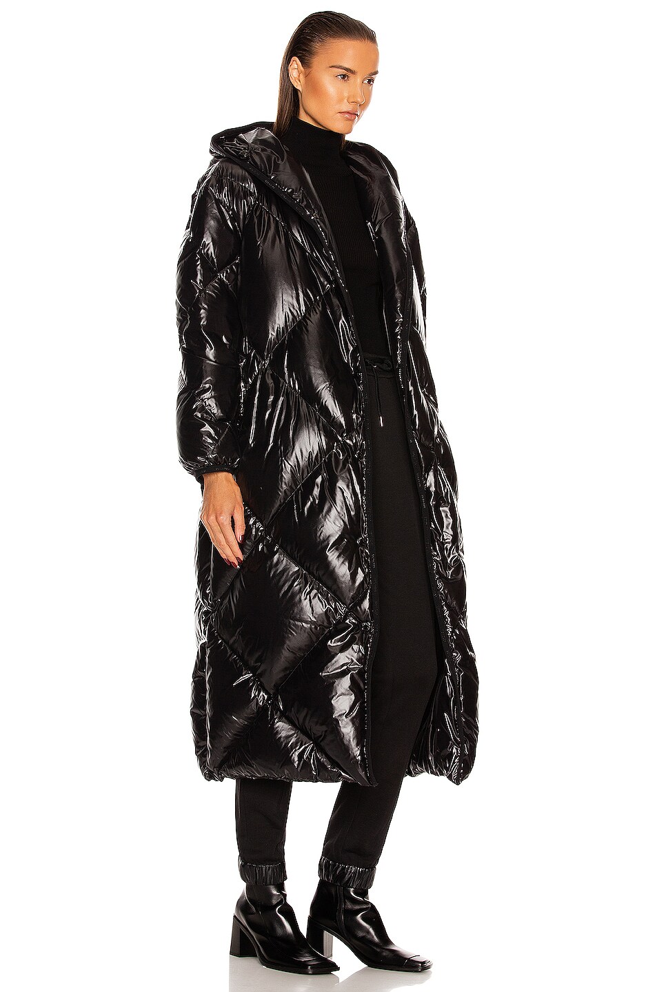 Moncler Cotonniere Long Coat in Black | FWRD