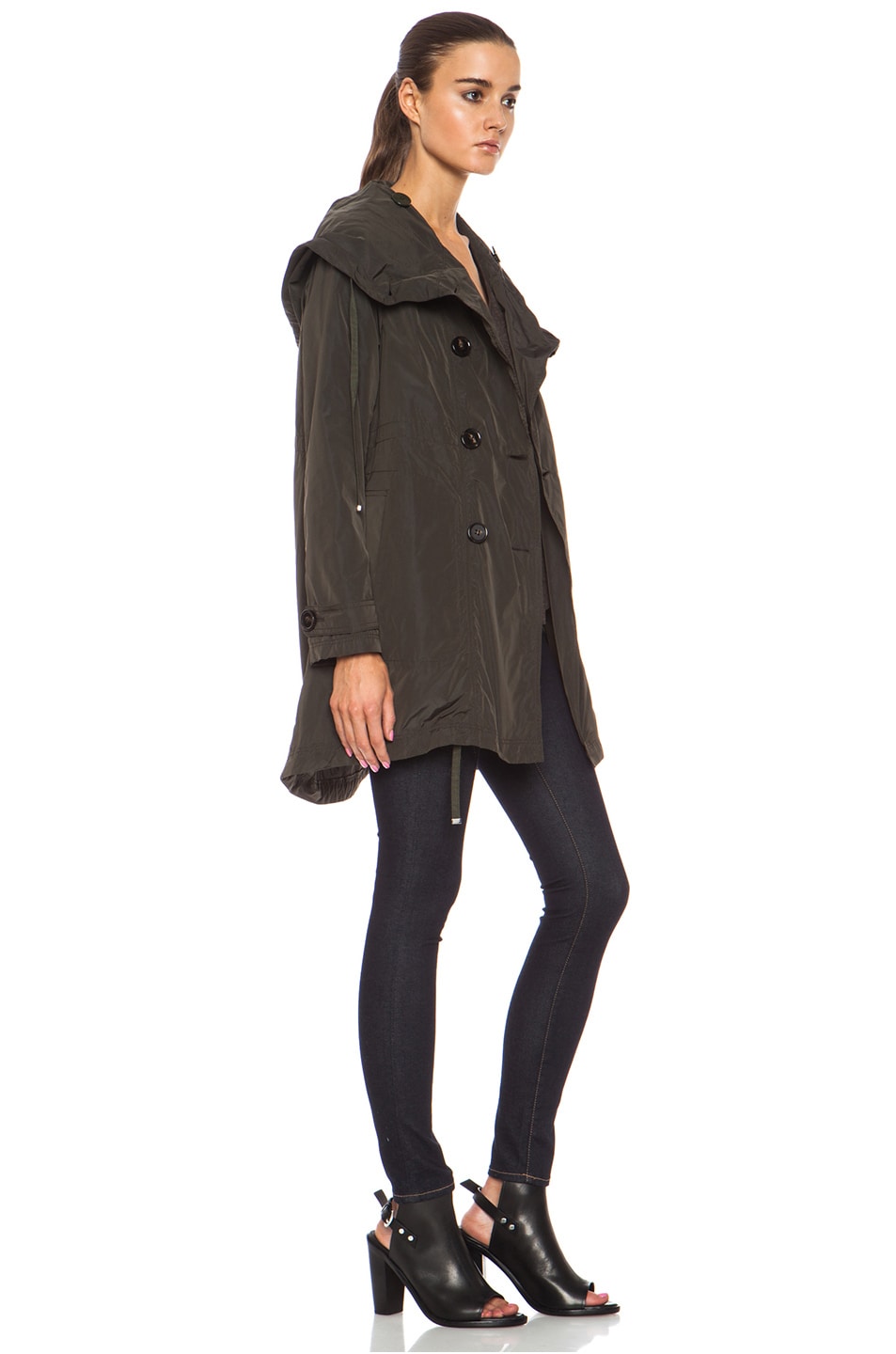 Moncler Baillet Polyamide Coat in Olive | FWRD