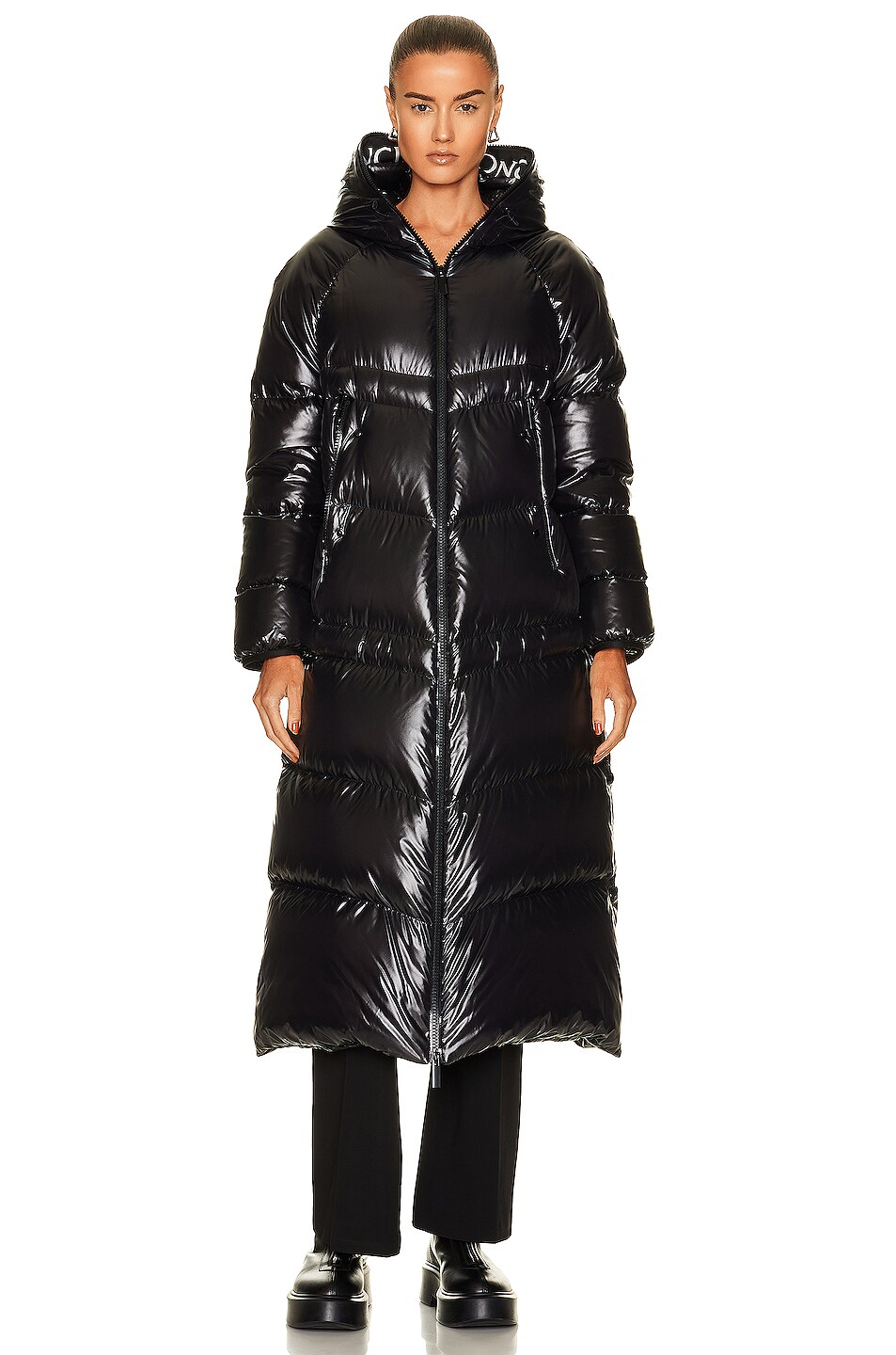 Moncler Matt Black Chanon Long Coat in Black | FWRD