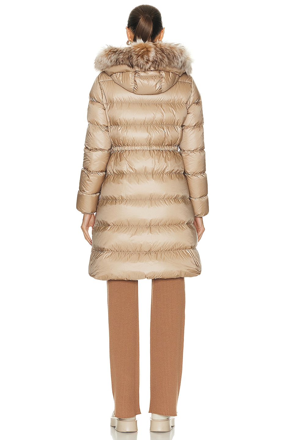Moncler Chandre Long Coat in Beige | FWRD