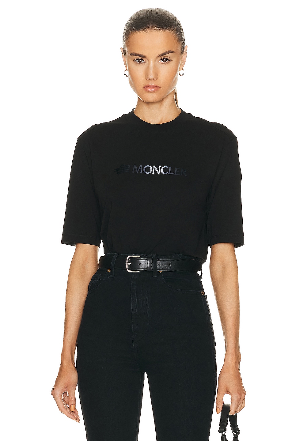 Moncler Logo T-shirt in Black | FWRD