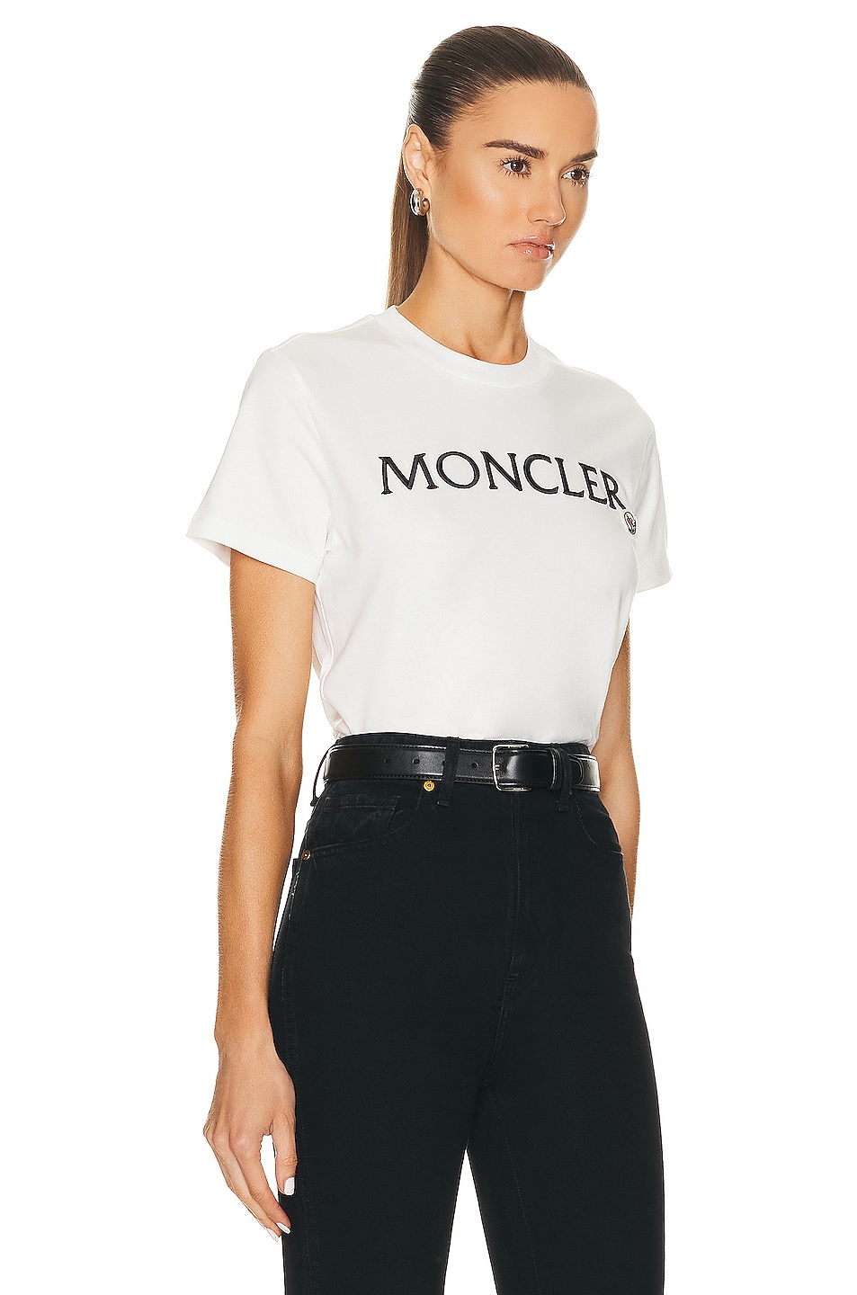 Moncler Logo T-shirt in White | FWRD