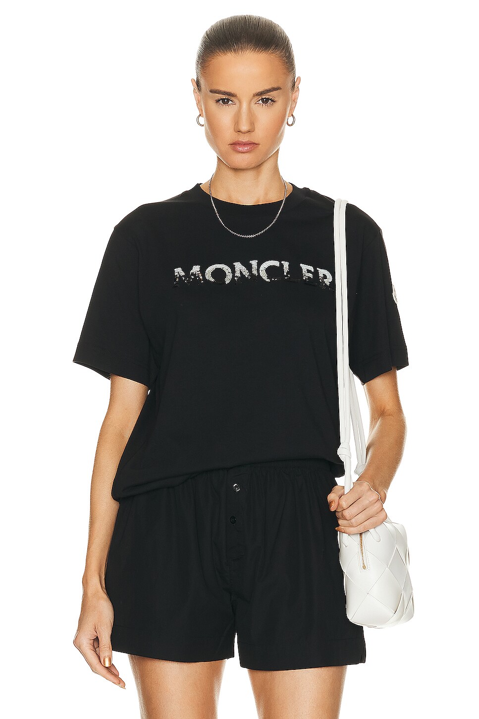 Moncler Logo T-shirt in Black | FWRD