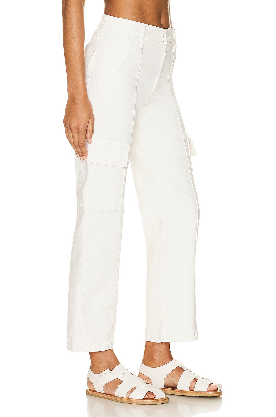 MOTHER Rambler Cargo Ankle in Cream Puffs | FWRD