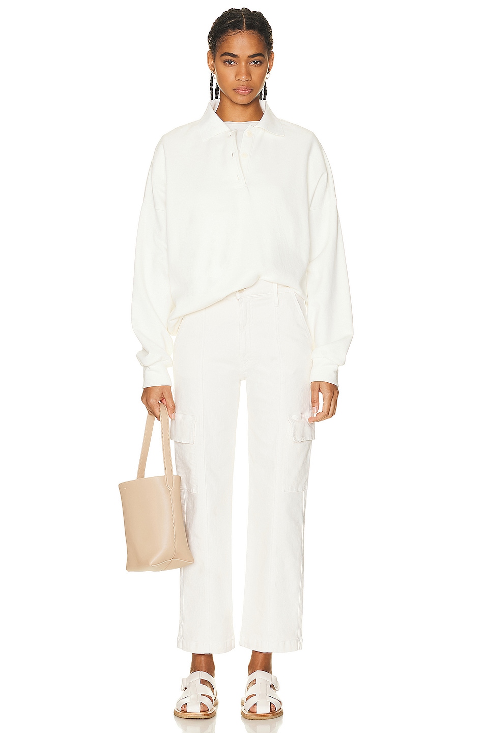 MOTHER Rambler Cargo Ankle in Cream Puffs | FWRD