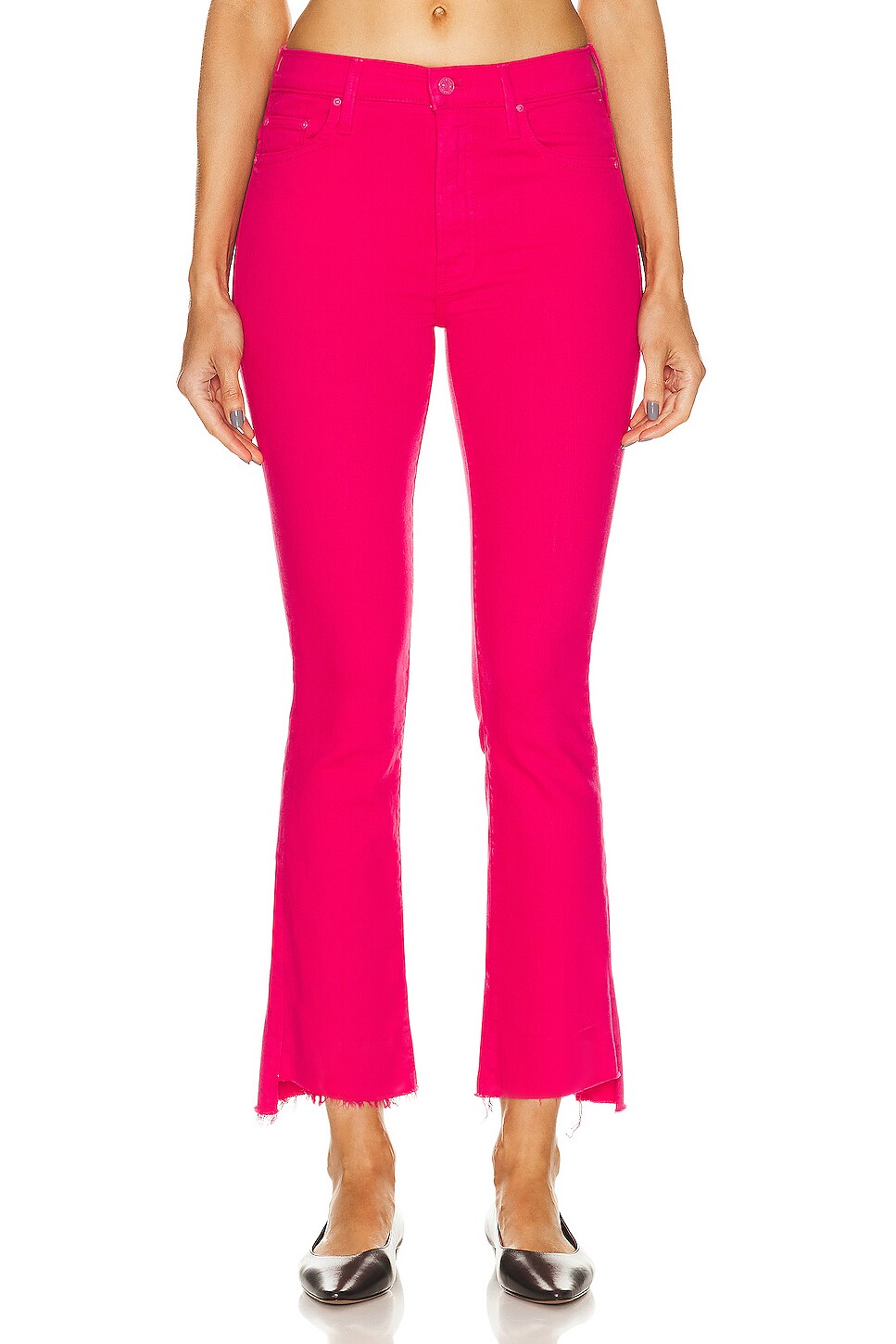 MOTHER Insider Crop Step Fray in Raspberry Sorbet | FWRD