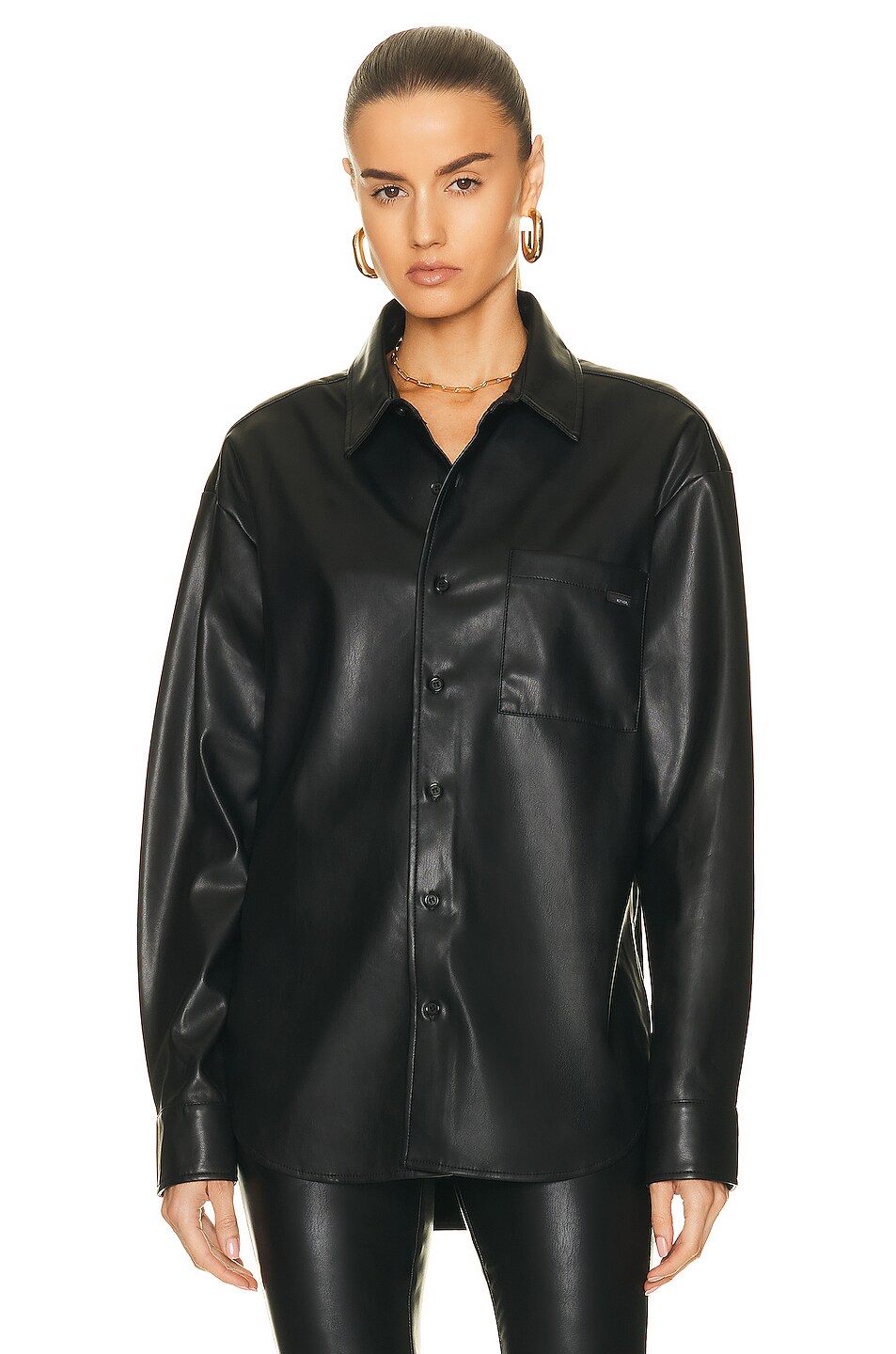 MOTHER Roomie Frenchie Top in Wax On, Wax Off Black | FWRD