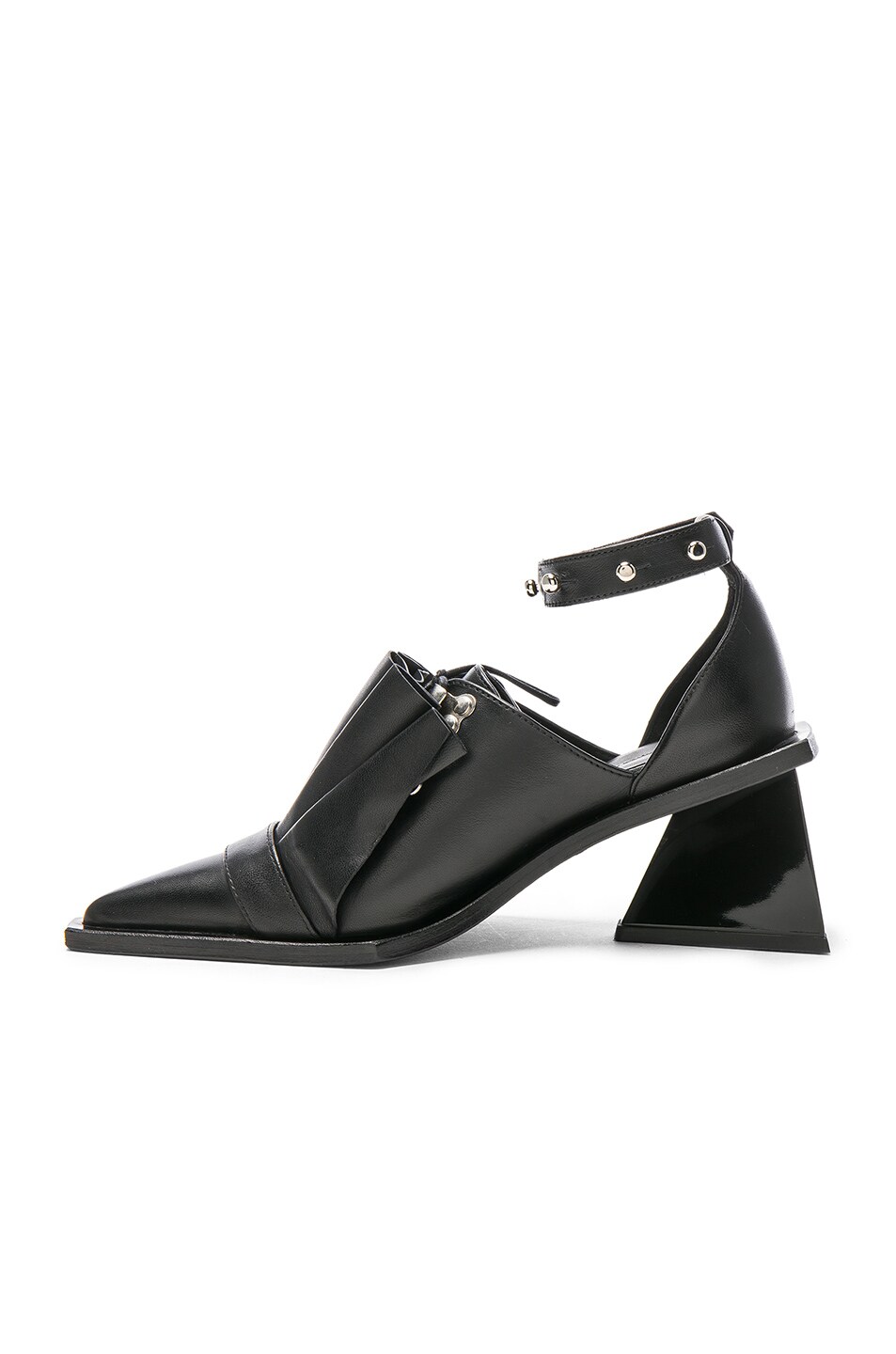Marques ' Almeida Pointy Frill Lace Up Leather Shoes in Black | FWRD