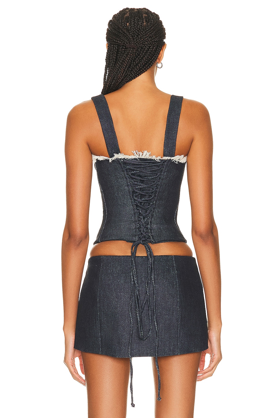 Mirror Palais Denim Bustier Top in Blue | FWRD
