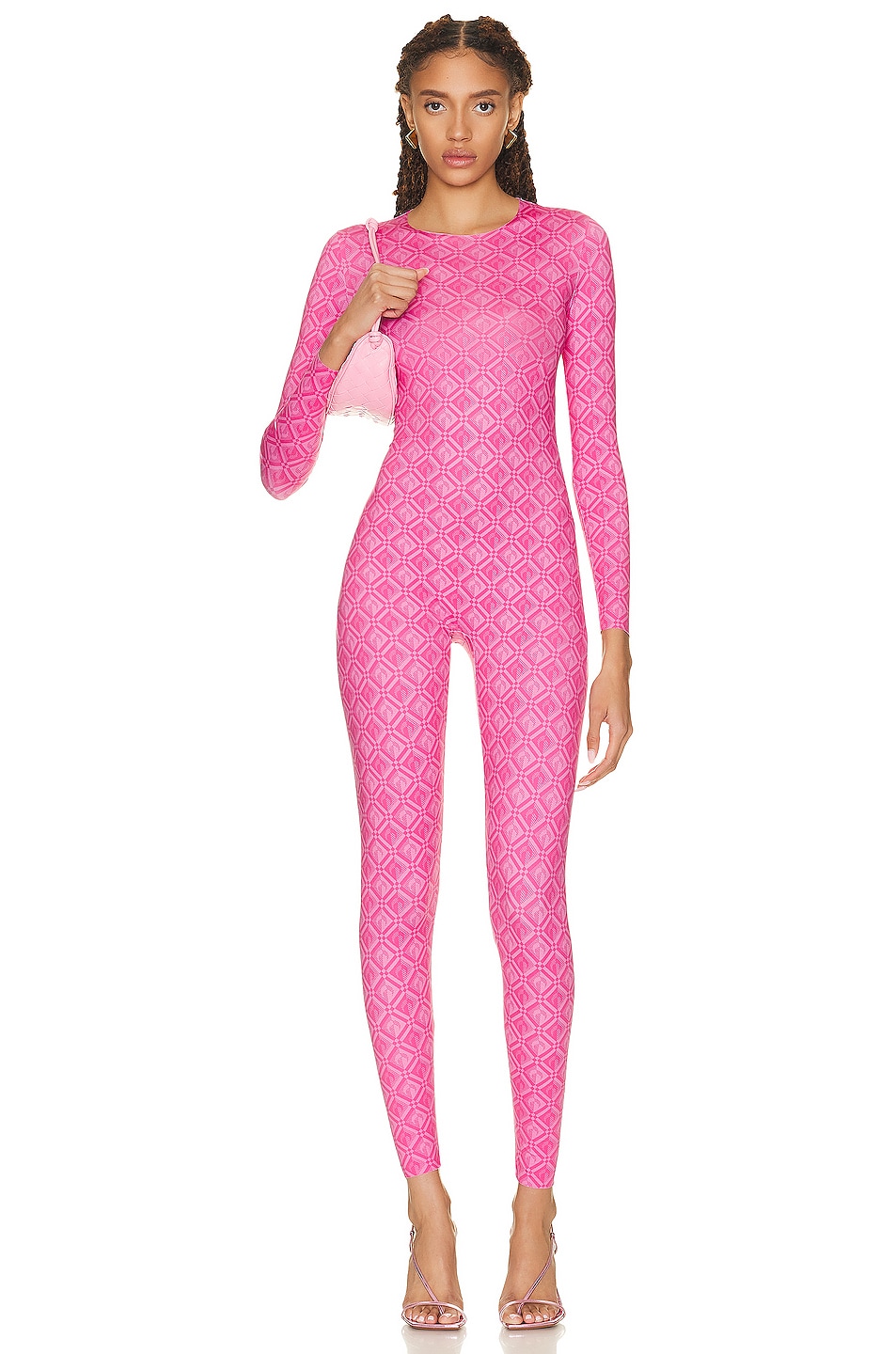Marine Serre Printed Catsuit in Moon Diamond Fuchsia Print | FWRD