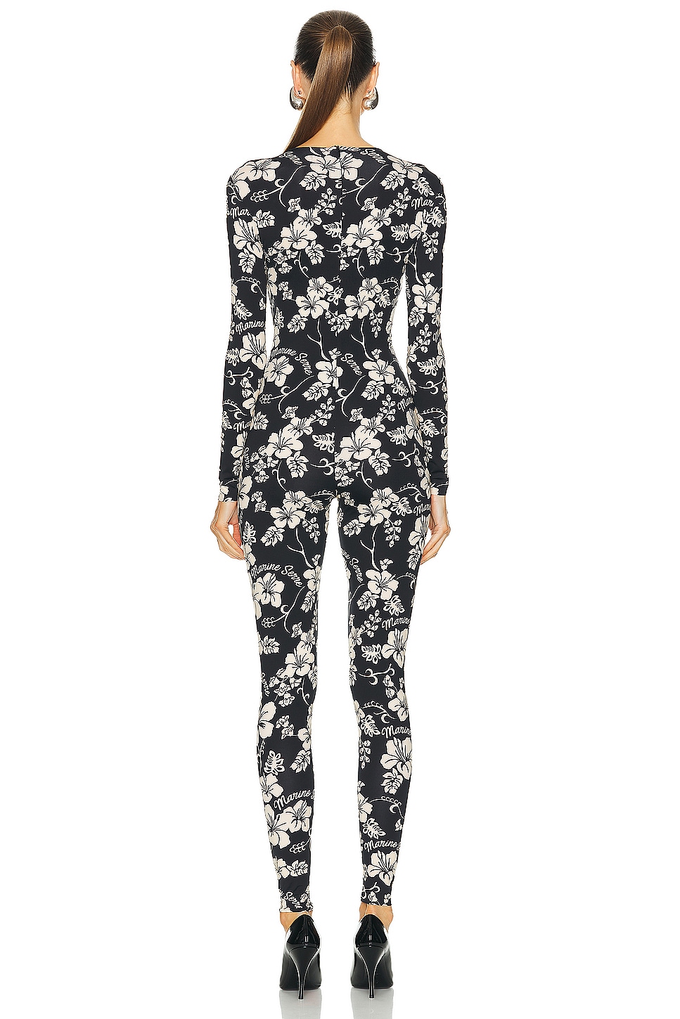 Marine Serre Regenerated Print Jersey Catsuit in Black | FWRD