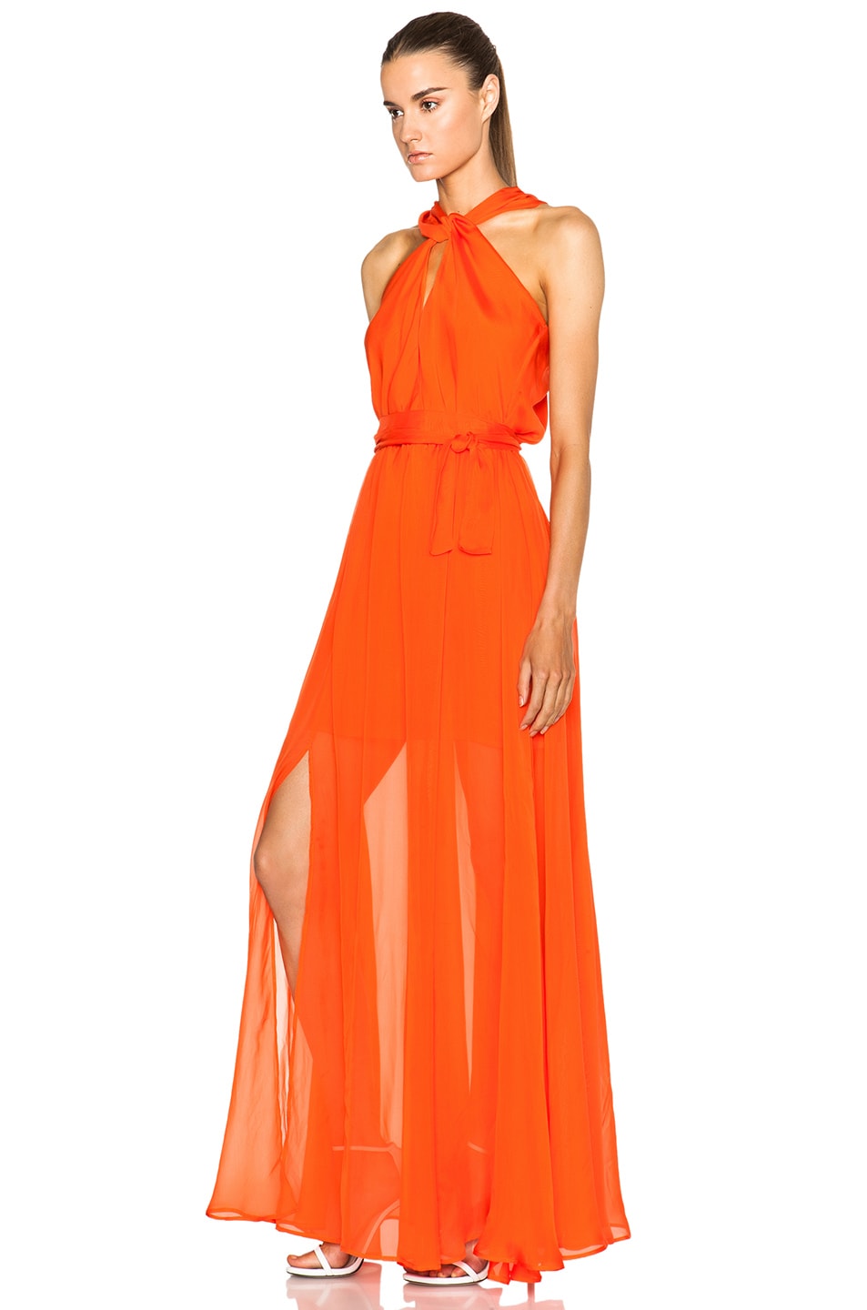 MSGM Halter Neck Gown in Orange | FWRD