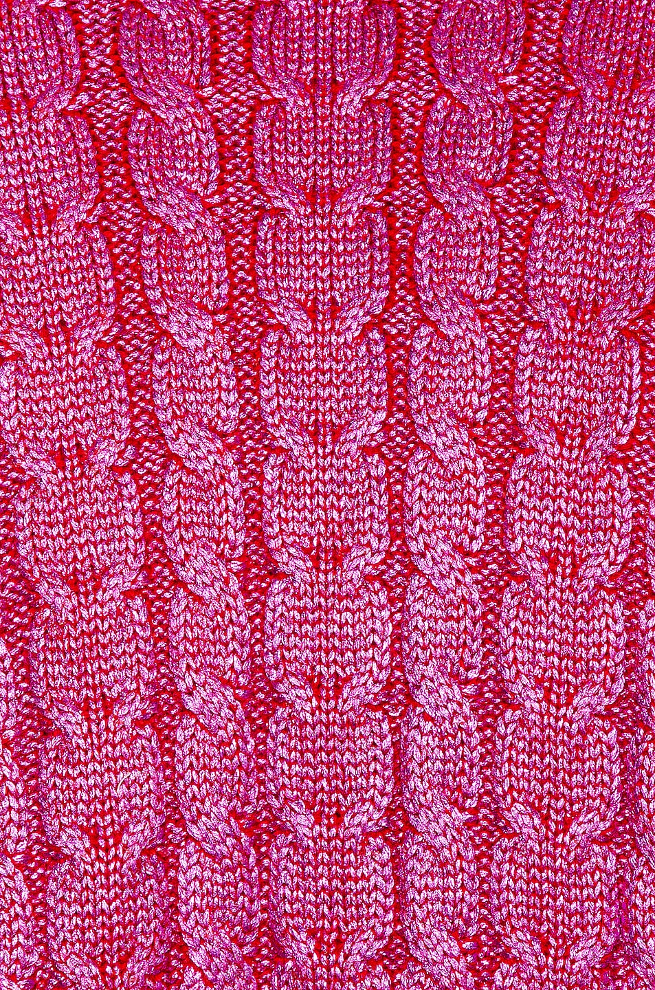 MSGM Metallic Cable Knit Sweater in Fuchsia & Red | FWRD