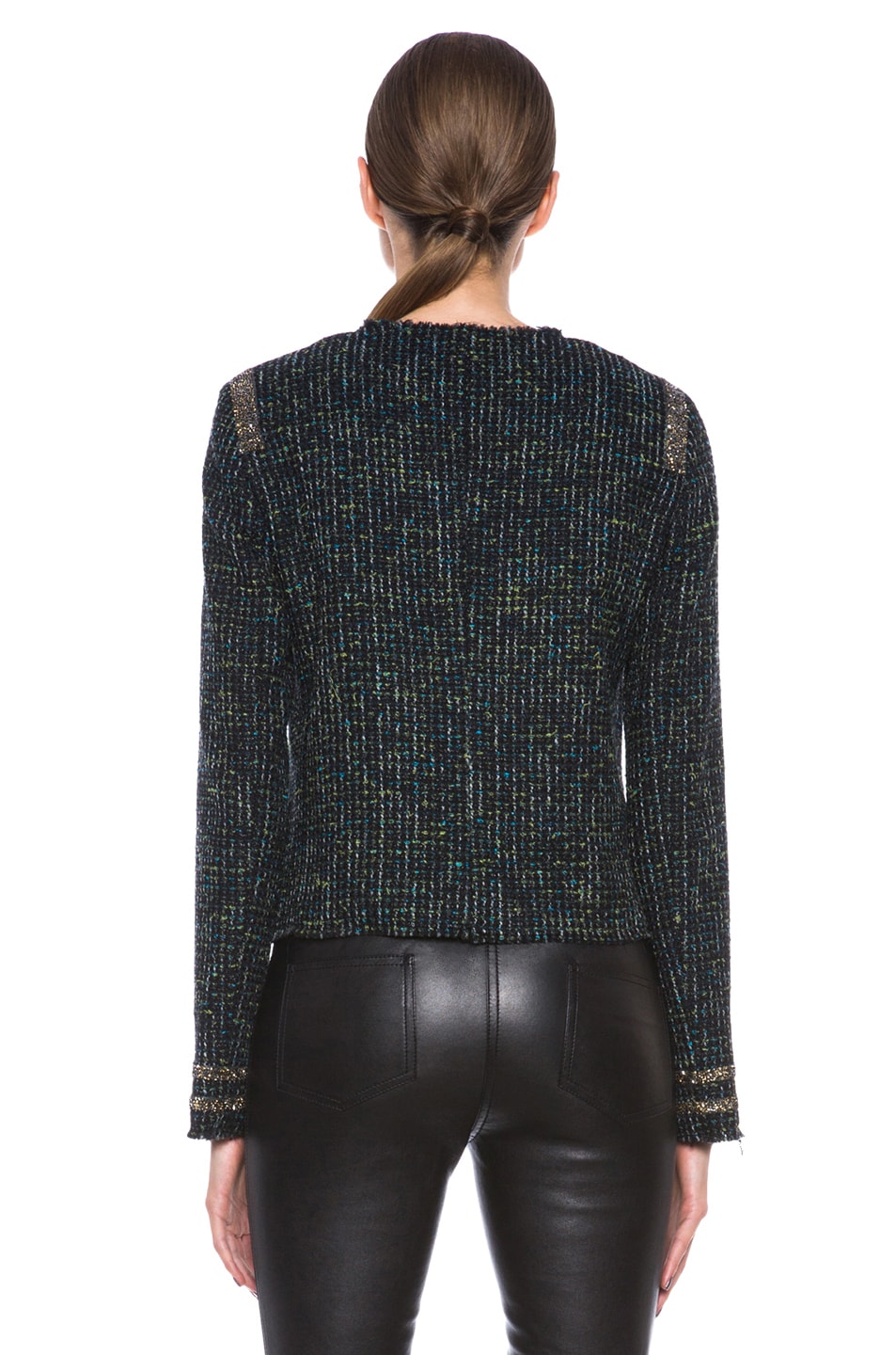 MSGM Tweed Lurex Jacket in Green | FWRD