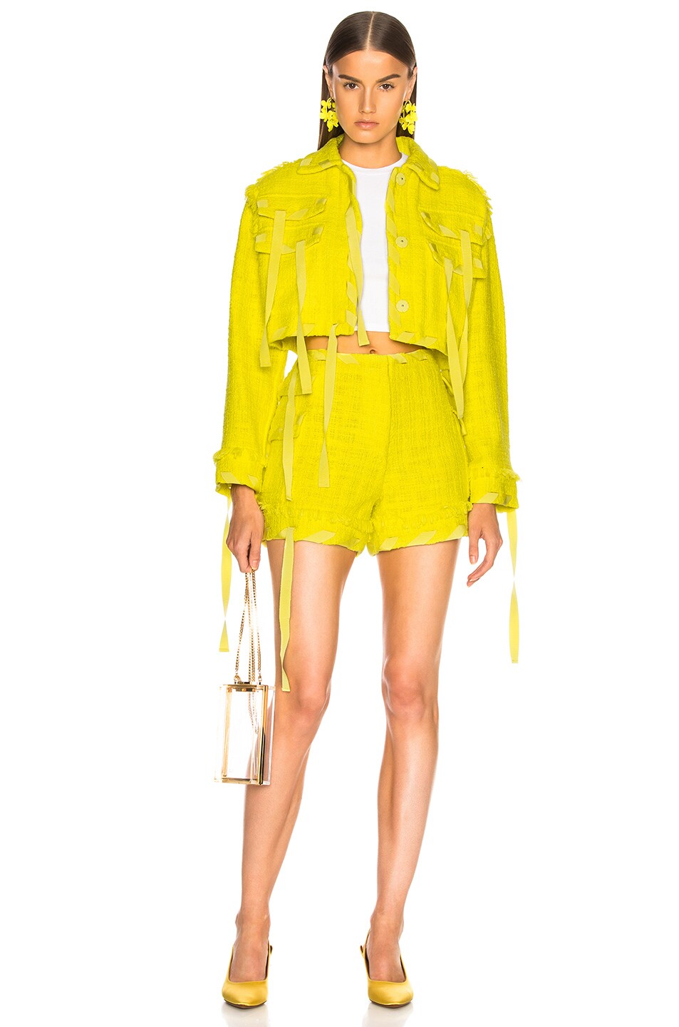 MSGM Tweed Jacket in Yellow | FWRD