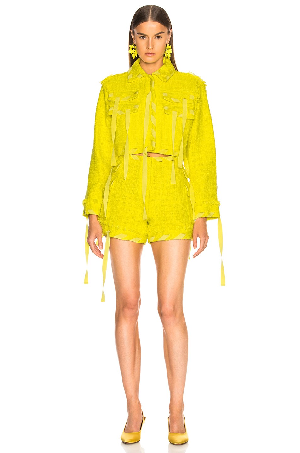 MSGM Tweed Jacket in Yellow | FWRD