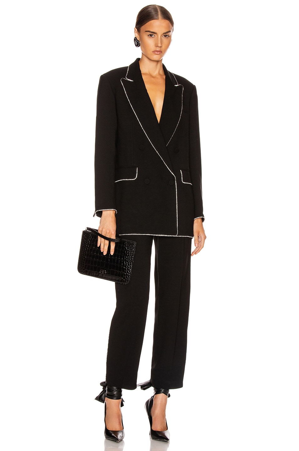 MSGM Crystal Trimmed Trouser in Black | FWRD