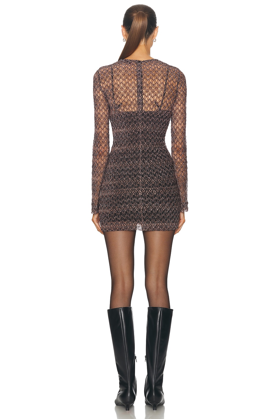 Missoni Lace Short Dress in Black & Bronze | FWRD