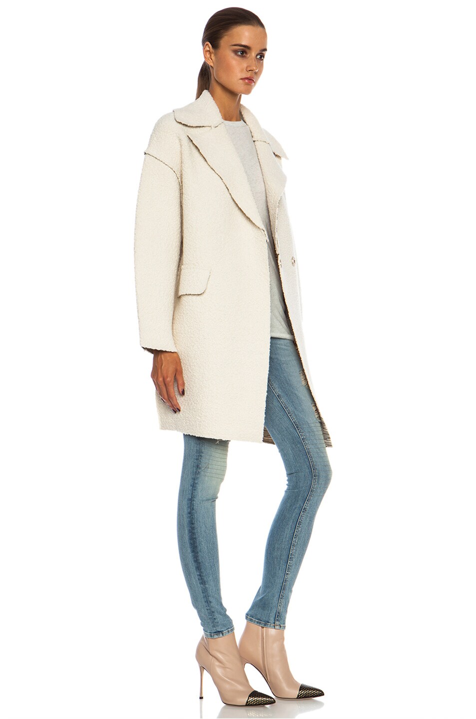 M Missoni Solid Boucle Wool-Blend Jacket in Ivory | FWRD