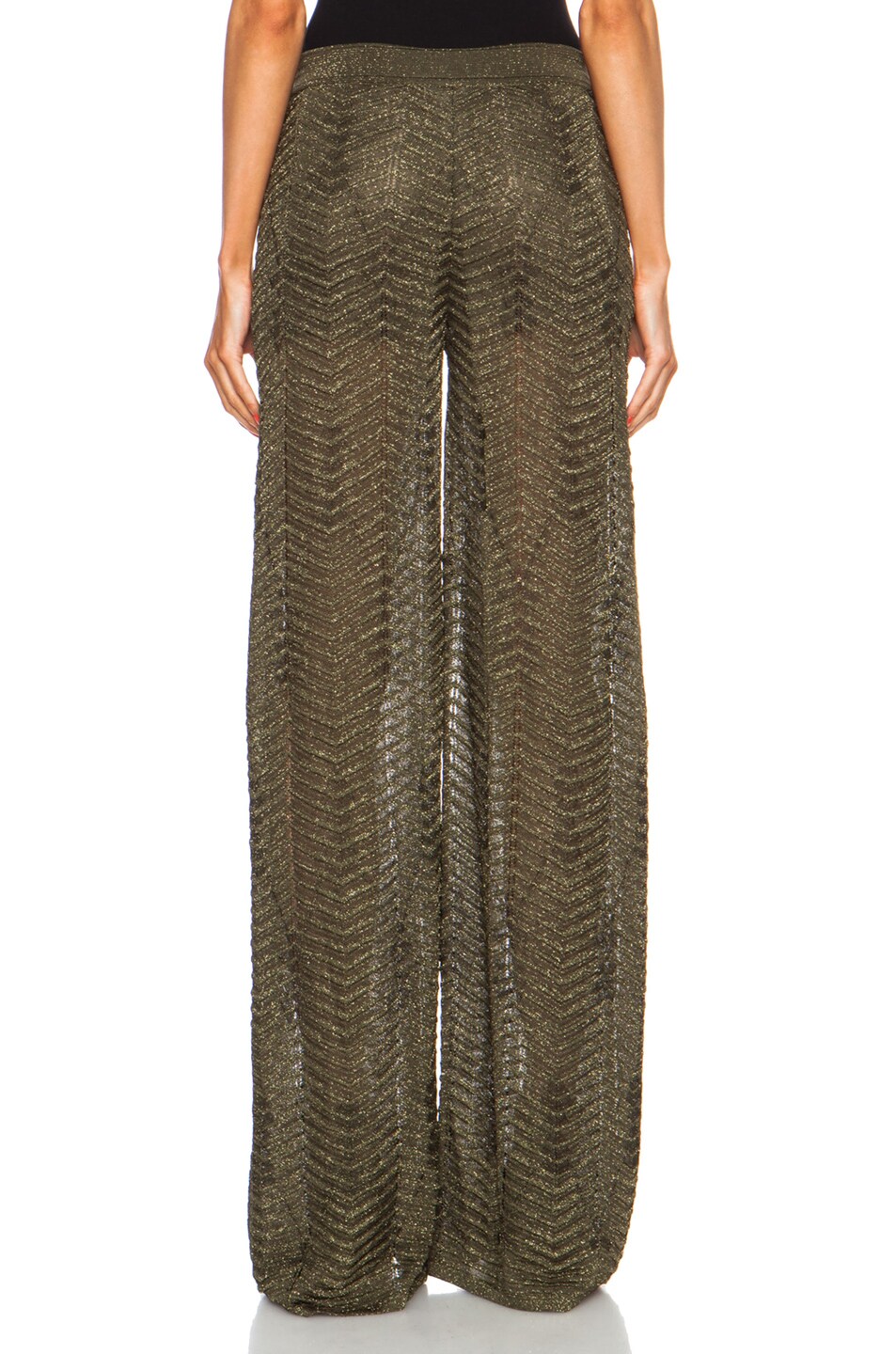 M Missoni Wide Leg Polyamide-Blend Pant in Olive | FWRD