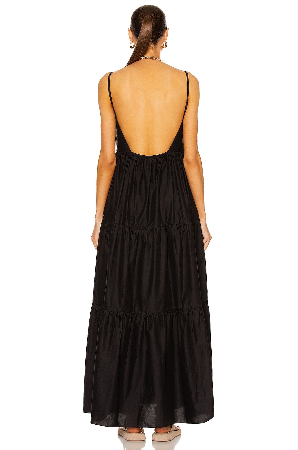 Matteau Tiered Low Back Sun Dress in Black | FWRD