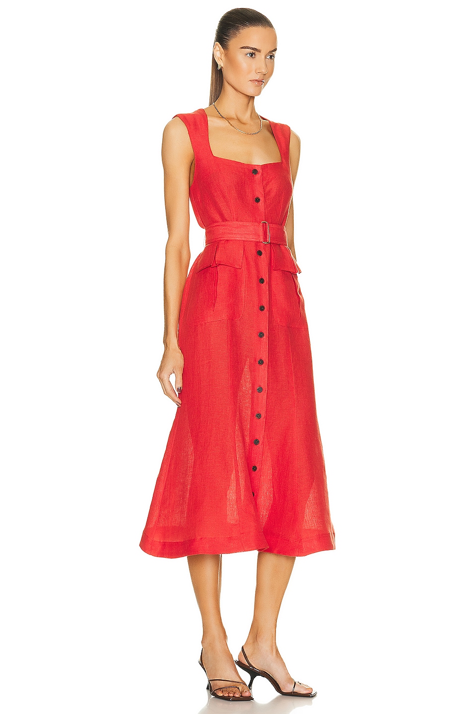 MATTHEW BRUCH Apron Cargo Midi Dress in Red | FWRD