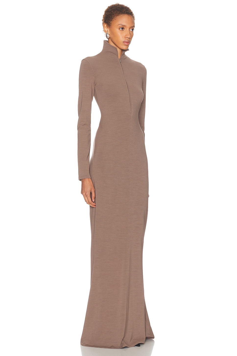 Mugler Column Jersey Dress in Taupe | FWRD