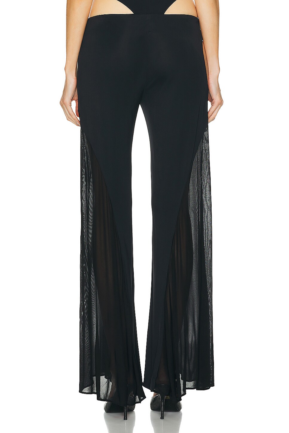 Mugler Flare Cut Out Pant in Black | FWRD