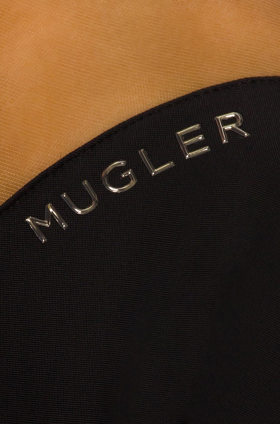 Mugler Sheer Tulle Bodysuit in Black & Nude | FWRD