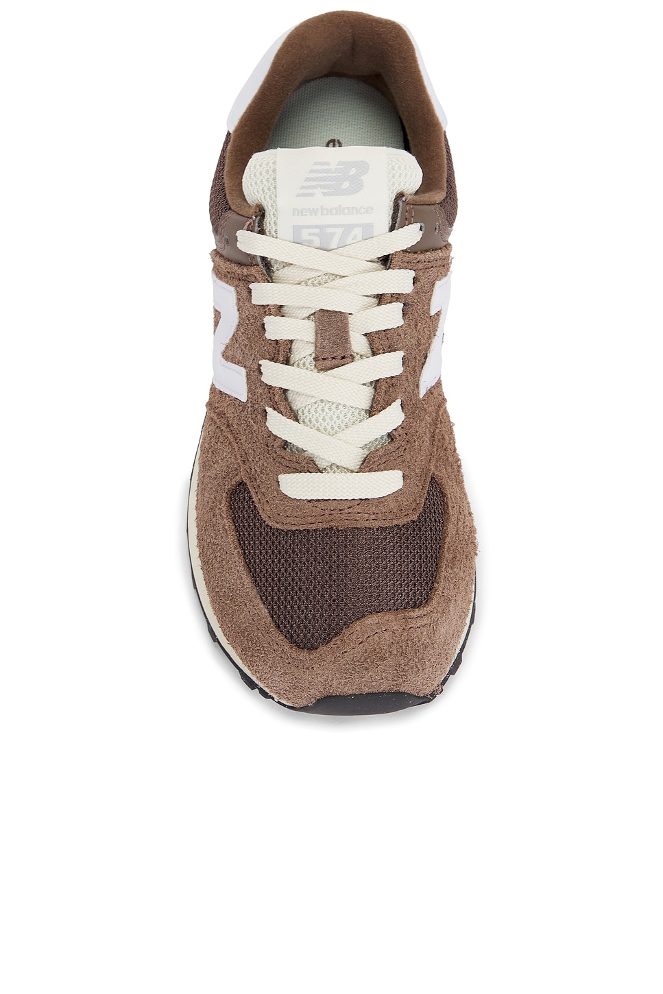 New Balance 574 Sneaker in Dark Mushroom, Angora, & Black | FWRD