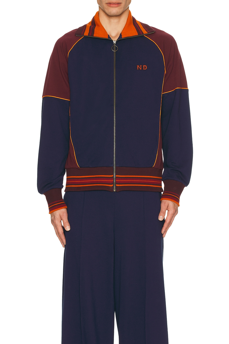 Nicholas Daley Track Top in Navy & Burgundy | FWRD