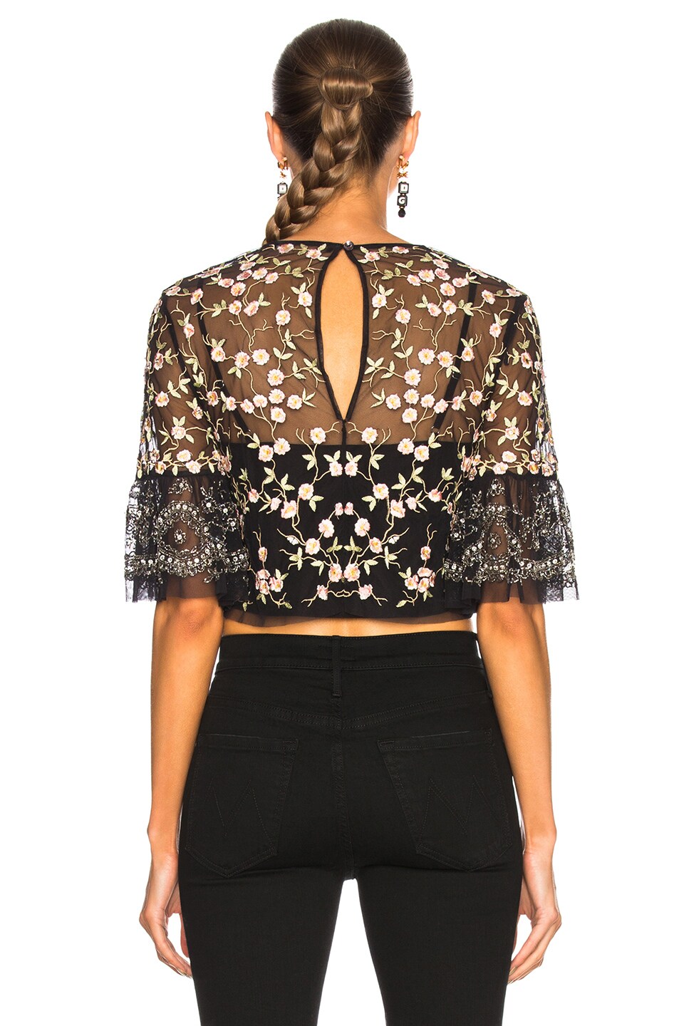 Needle & Thread Climbing Blossom Top in Black | FWRD