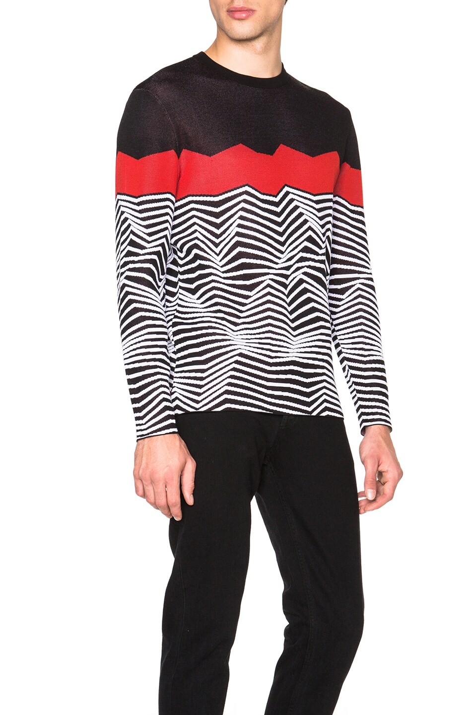 Neil Barrett Engineered Nautical Jumper in Black, Red & White | FWRD