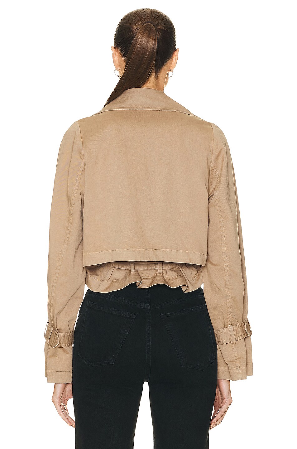 NOUR HAMMOUR Hatti Cropped Canvas Trench Jacket in Khaki | FWRD