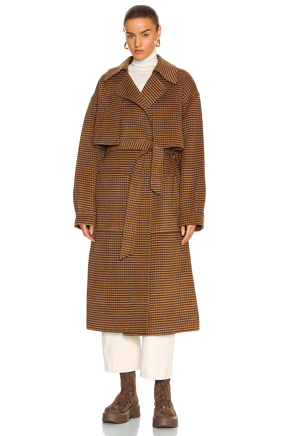 Nanushka Ara Jacket in Rust Grey Plaid | FWRD