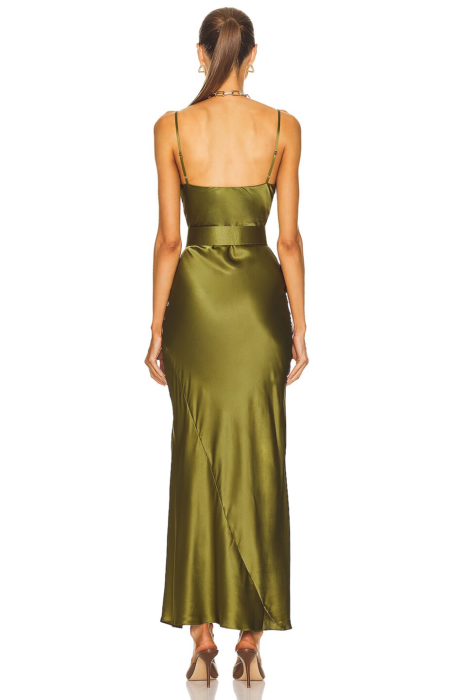 NICHOLAS Simone Cowl Neck Dress in Olive | FWRD