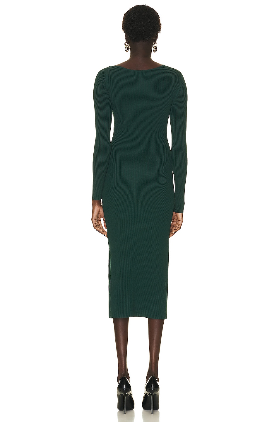 NICHOLAS Lilith Asymmetrical Double Rings Midi Dress in Forest | FWRD