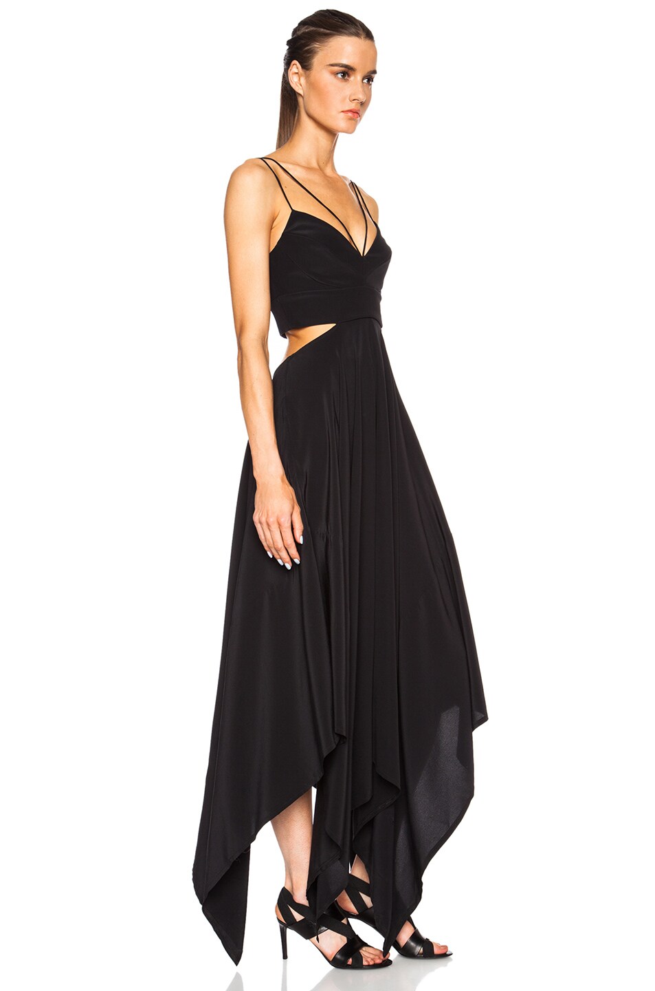NICHOLAS Bonded Silk Scarf Hem Dress in Black | FWRD