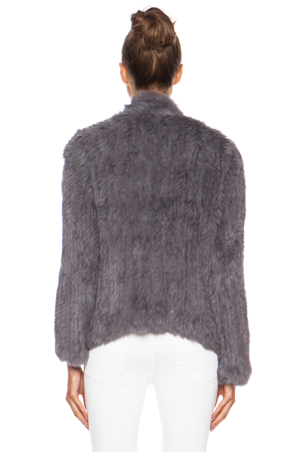 NICHOLAS Knitted Fur Jacket in Slate Grey | FWRD