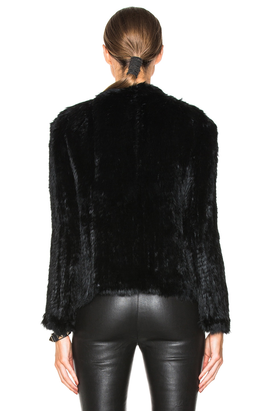 NICHOLAS Knitted Rabbit Fur Jacket in Black | FWRD
