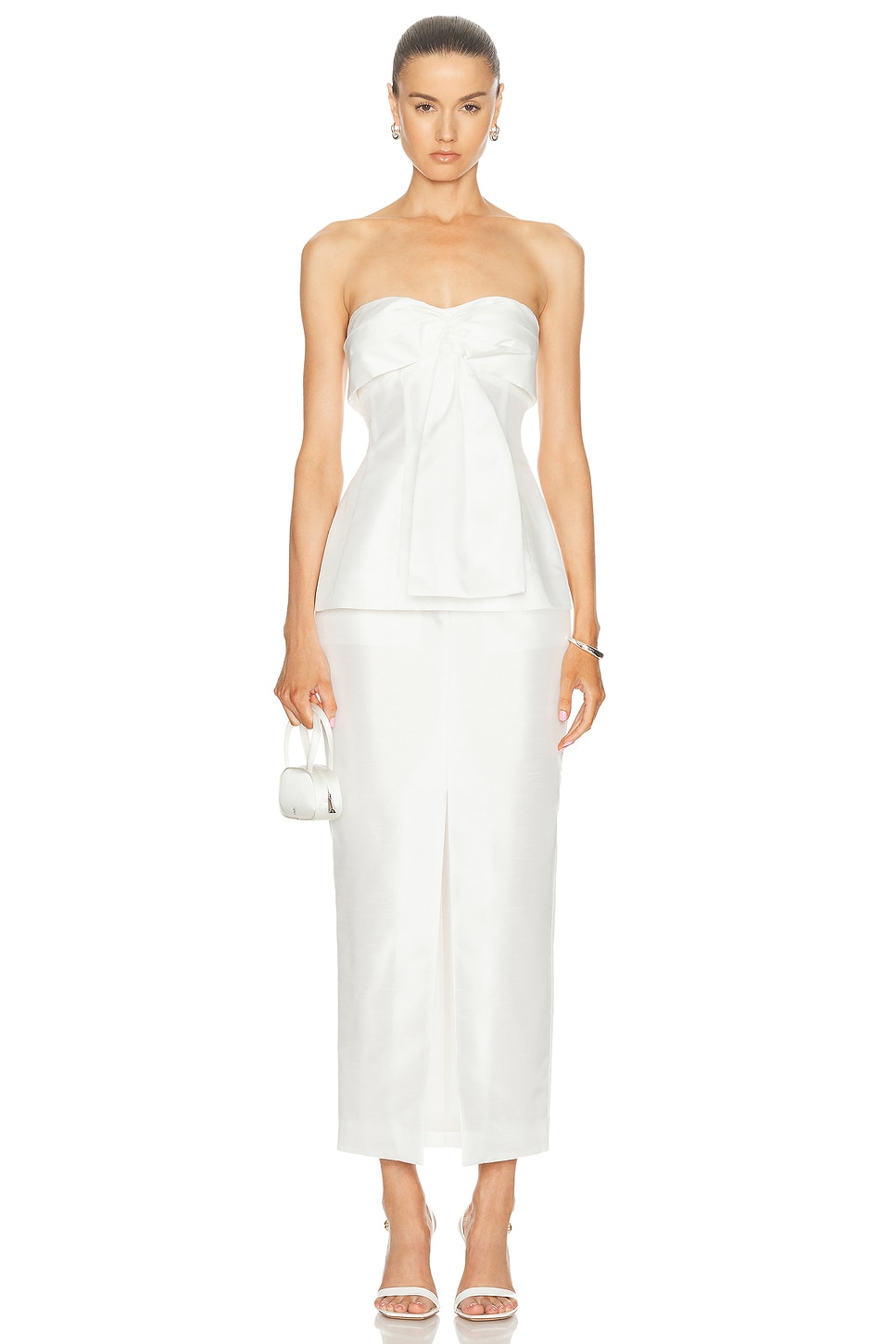 NICHOLAS Coraline Strapless Fan Pleat Top in Ivory | FWRD