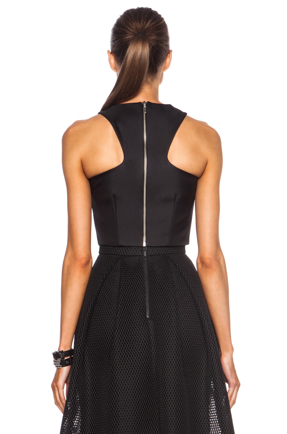 NICHOLAS Bonded Silk Crossover Crop Top in Black | FWRD