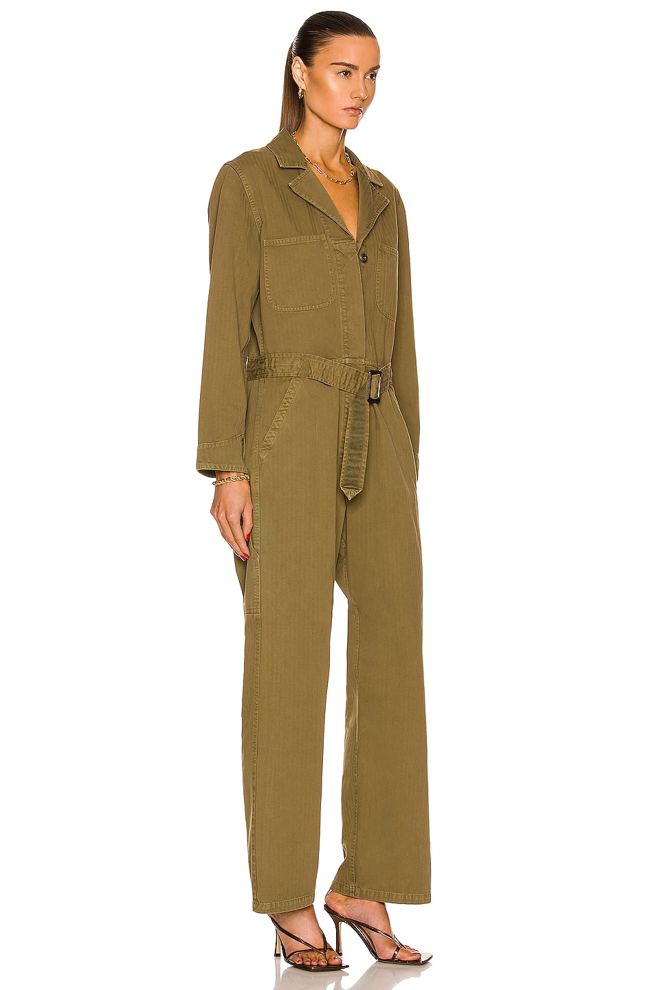 NILI LOTAN Marie Jumpsuit in Uniform Green | FWRD